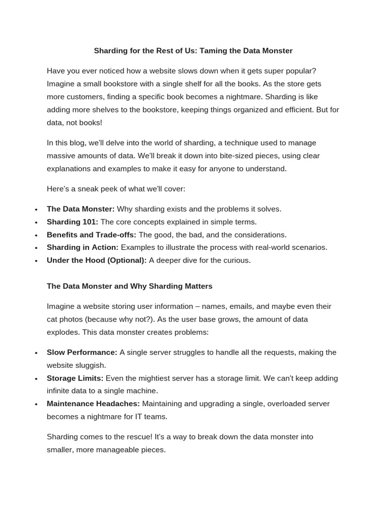 Sharding For The Rest of Us Taming The Data Monster | PDF
