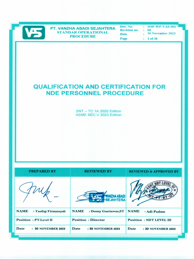 SOP - PT - VAS - 002 - Penetrant, Rev 00 | PDF