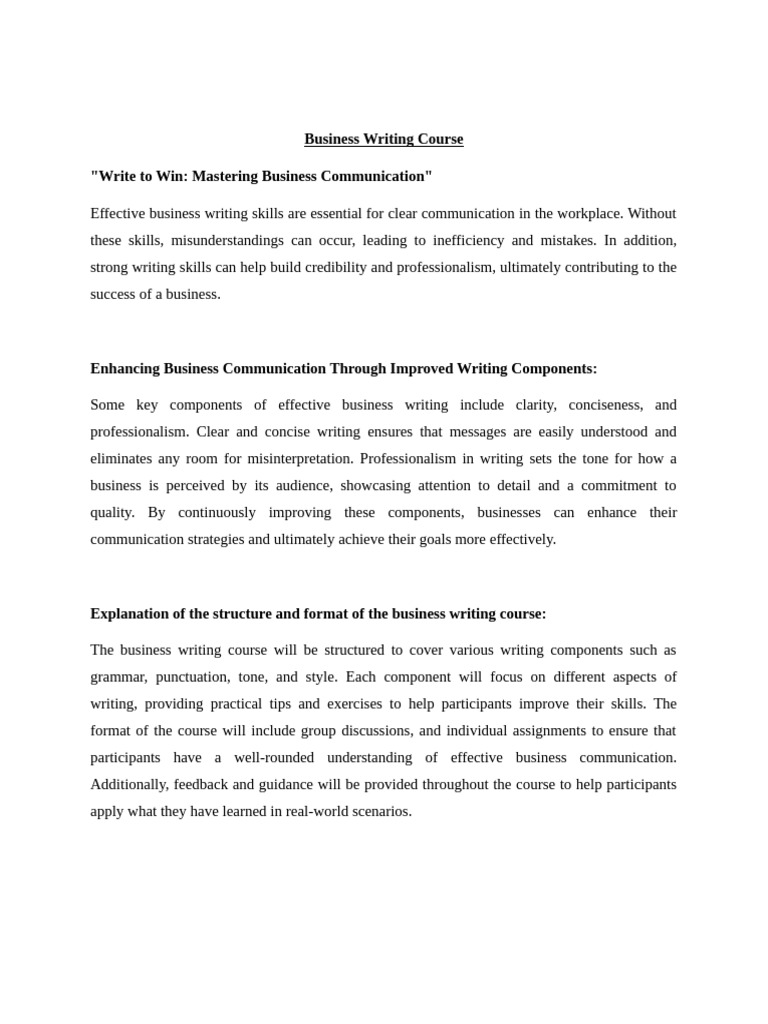 Business Writing Course | PDF