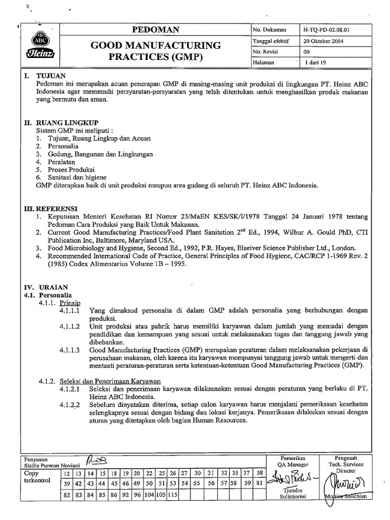 Pedoman Good Manufacturing Practices Gmp Rev 00 Pdf