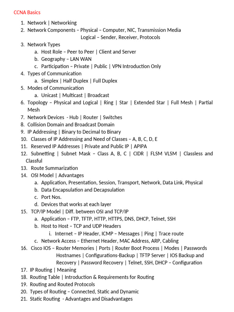 CCNA Basic Syllabus | PDF