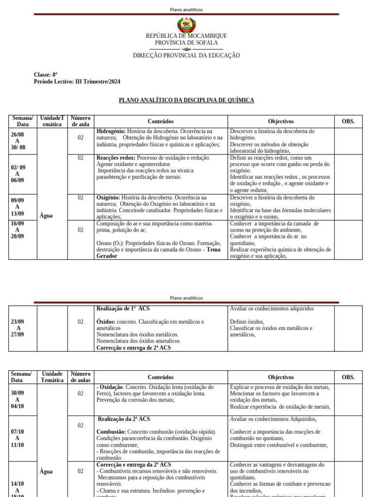 Quimica 8a Classe Iii T 2024 Pdf