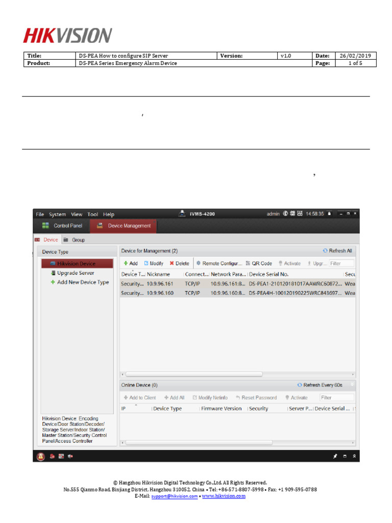SIP Setup for DS-PEA Devices | PDF | Session Initiation Protocol | Ip ...
