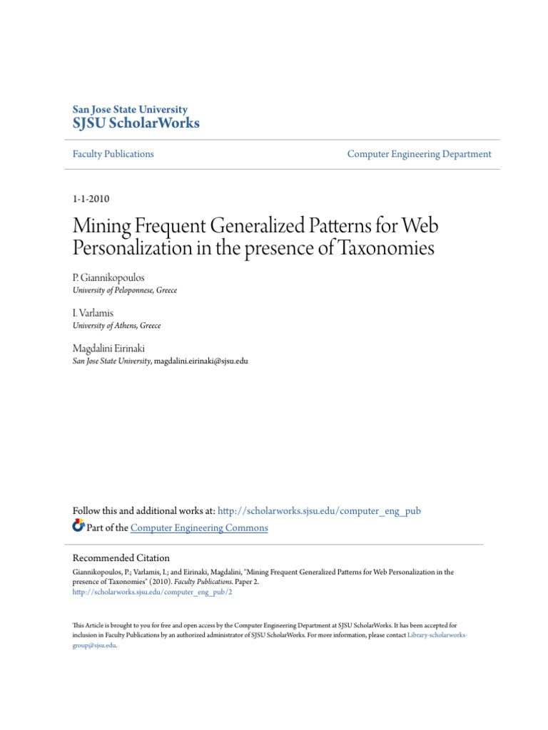 Mining Frequent Generalized Patterns For Web Personalization in T | PDF