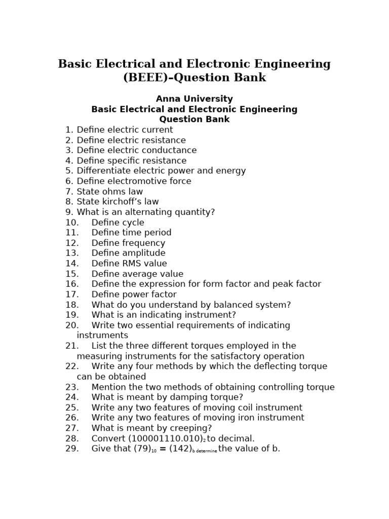 Basic Electrical and Electronic Engineering | PDF