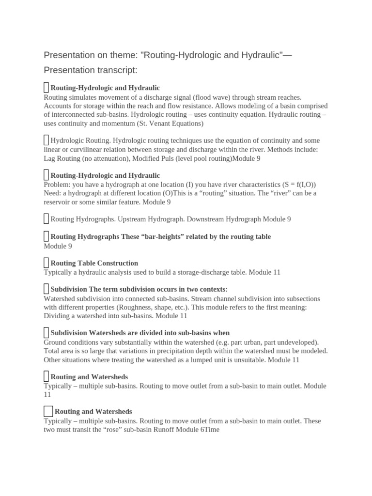 Routing Hydraulic and Hydrologic | PDF