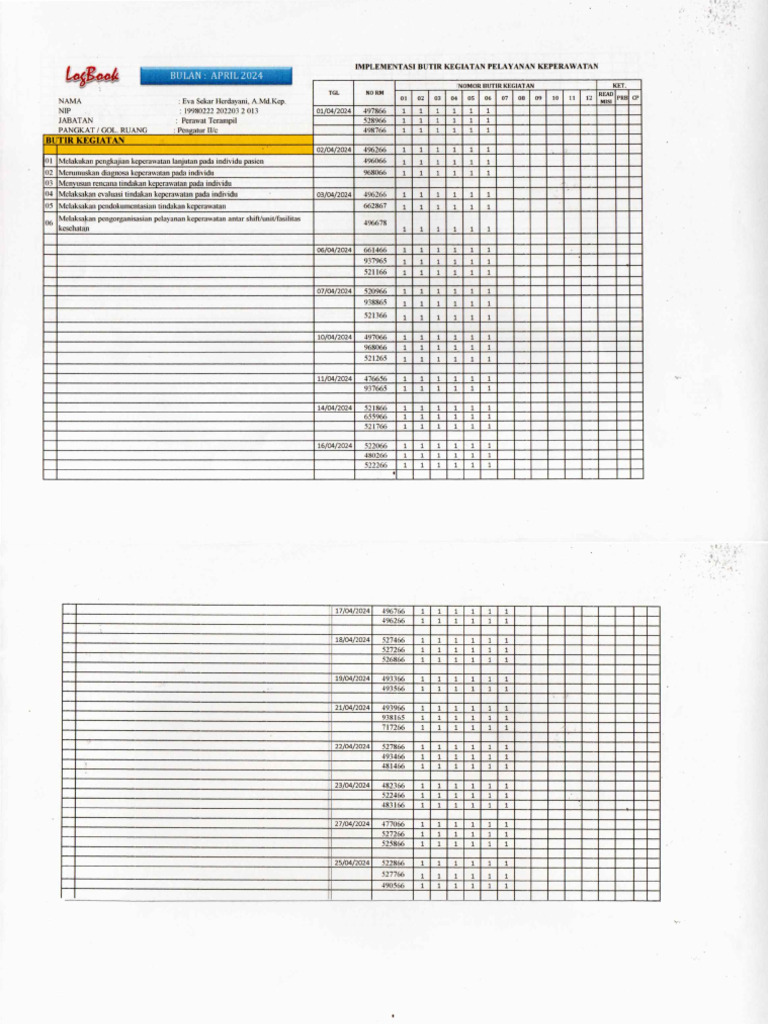 Logbook Eva April | PDF