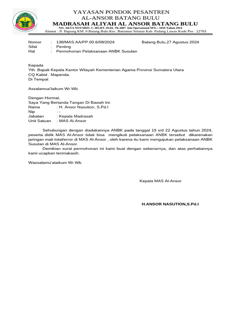 Permohonan Anbk | PDF