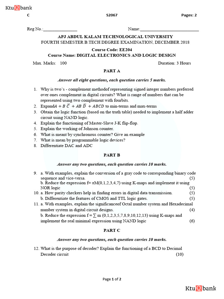 2018 Dec. EE204-D - Ktu Qbank | PDF