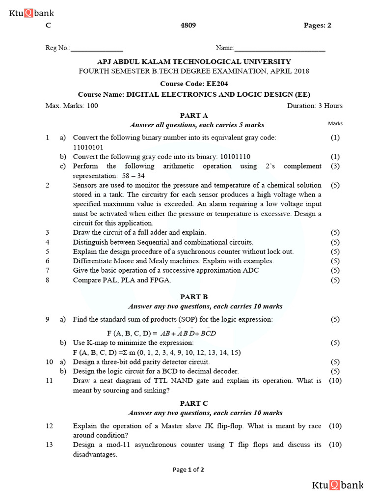 2018 April - EE204-C - Ktu Qbank | PDF