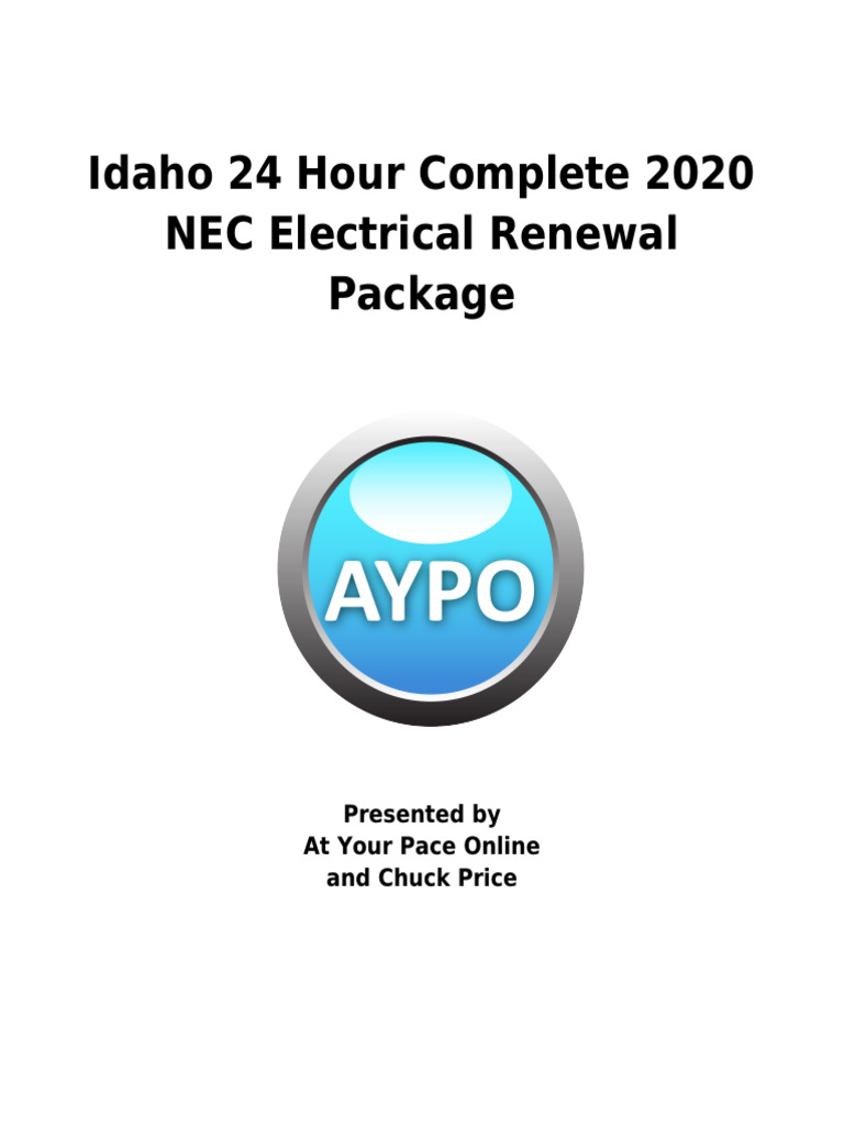 Idaho 24 Hour Complete 2020 NEC Electrical Renewal Package | PDF