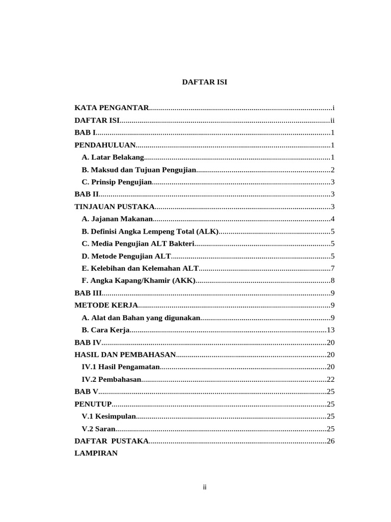 Daftar Isi Laprak MikFar-ALT & AKK | PDF