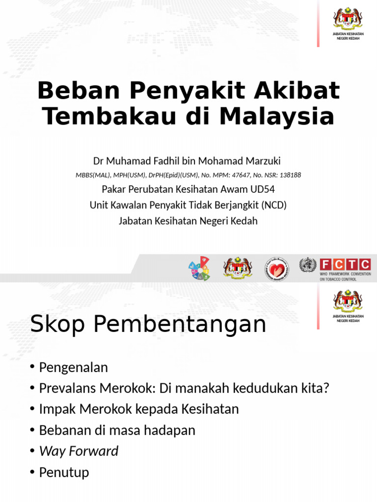 Beban Penyakit Akibat Tembakau Di Malaysia_Kursus KBM Primer Kedah | PDF