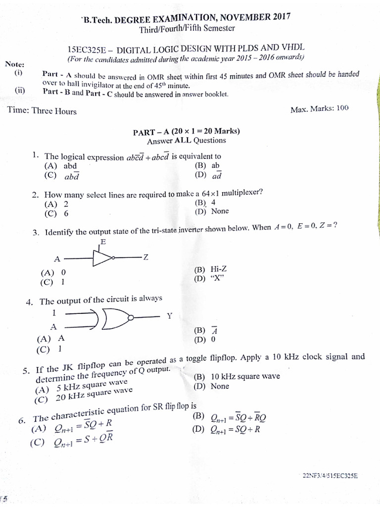 Digital Logic Design With PLDS and Vhdl-Semester | PDF