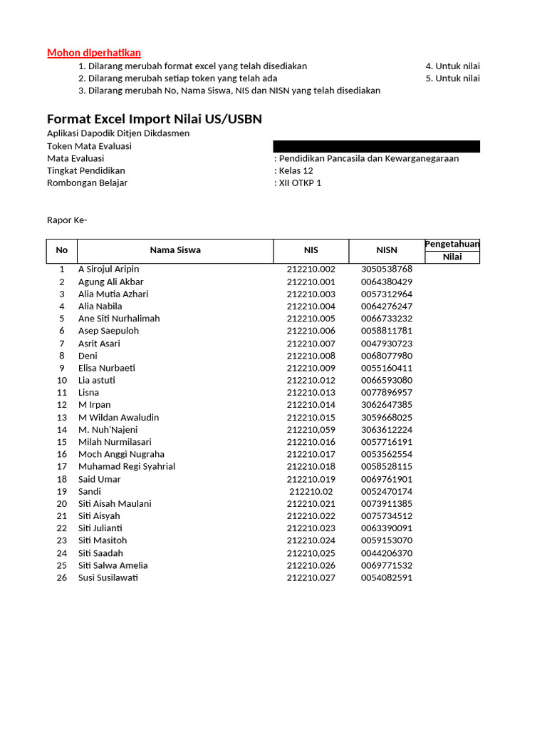 format-nilai-us-usbn-20232-XII - OTKP - 1-Pendidikan Pancasila Dan Kewarganegaraan | PDF