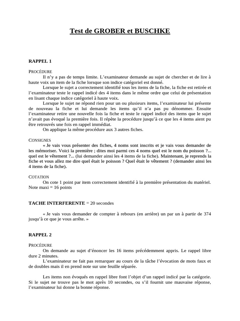 Grober & Buschke - Consignes | PDF