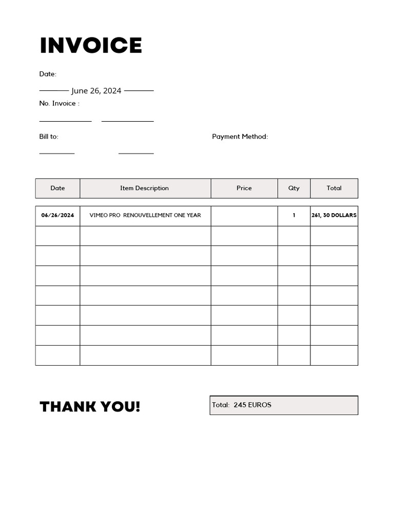 Invoice Vimeo 2024 | PDF