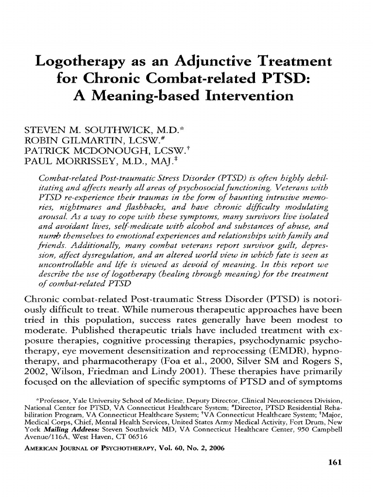 Southwick Et Al 2018 Logotherapy As An Adjunctive Treatment For Chronic ...
