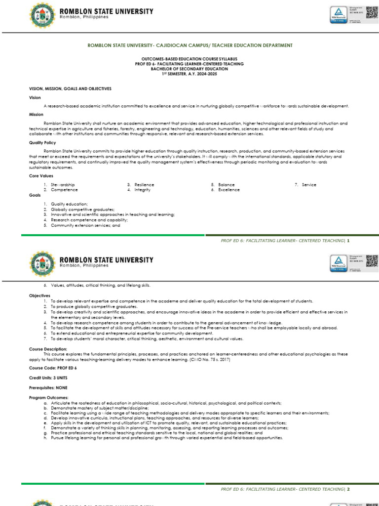 Prof Ed 6 Facilitating Learner Centered Teaching | PDF | Learning | Science & Mathematics