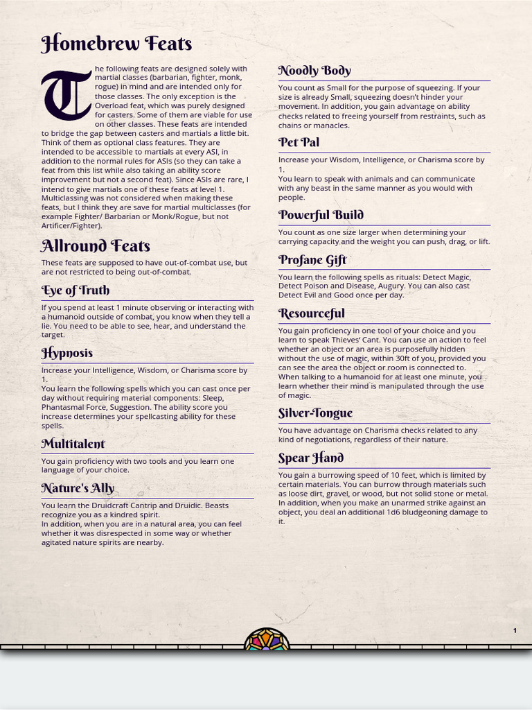 Homebrew Feats - GM Binder-1-3 | PDF