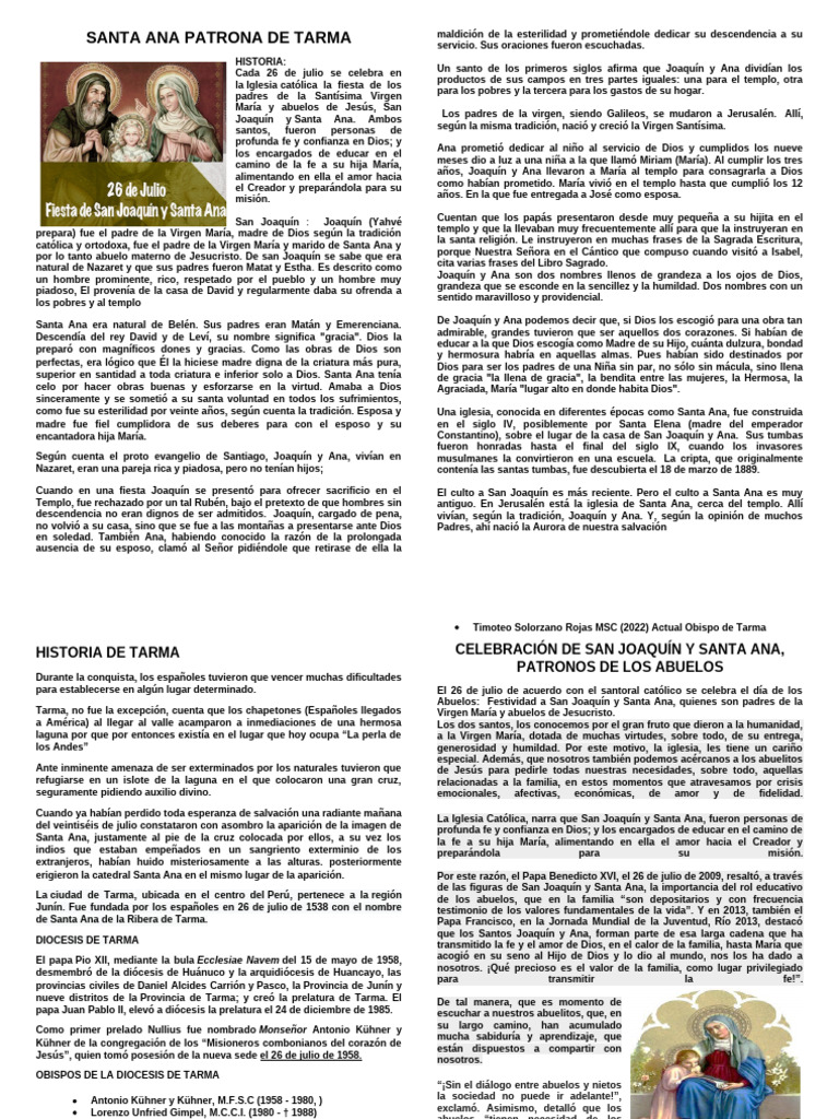 Historia de Santa Ana Patrona de Tarma | PDF