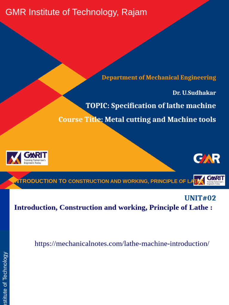 Specification of Lathe Machine MC&MT | PDF