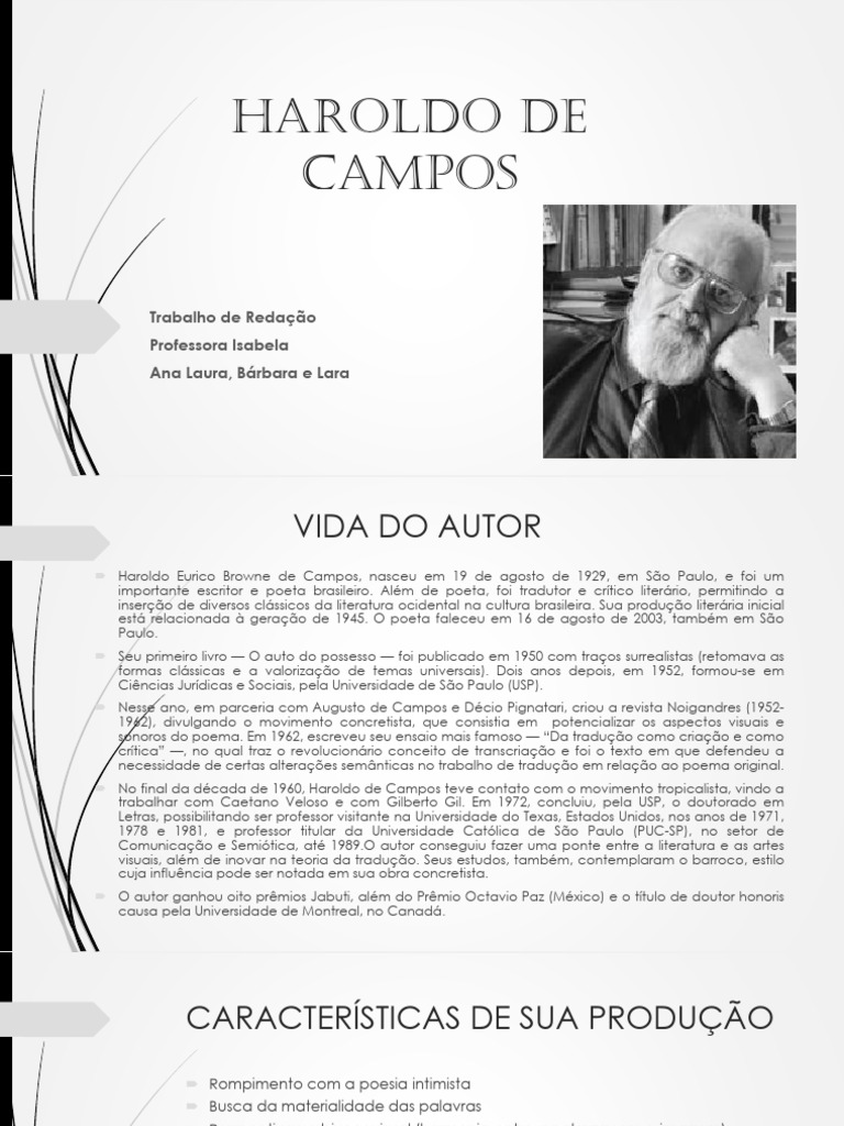 Haroldo de Campos RJ | PDF