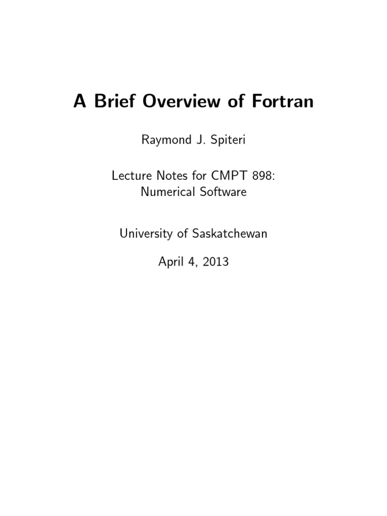 A Brief Overview of Fortran | PDF