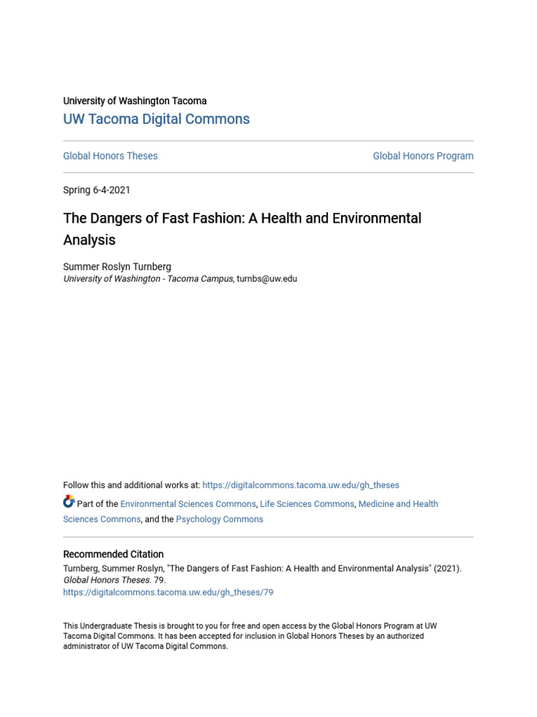 The Dangers of Fast Fashion - A Health and Environmental Analysis | PDF ...