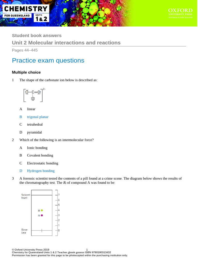 Chemistry Unit 2 Exam Answers | PDF | Chemical Reactions | Teaching ...