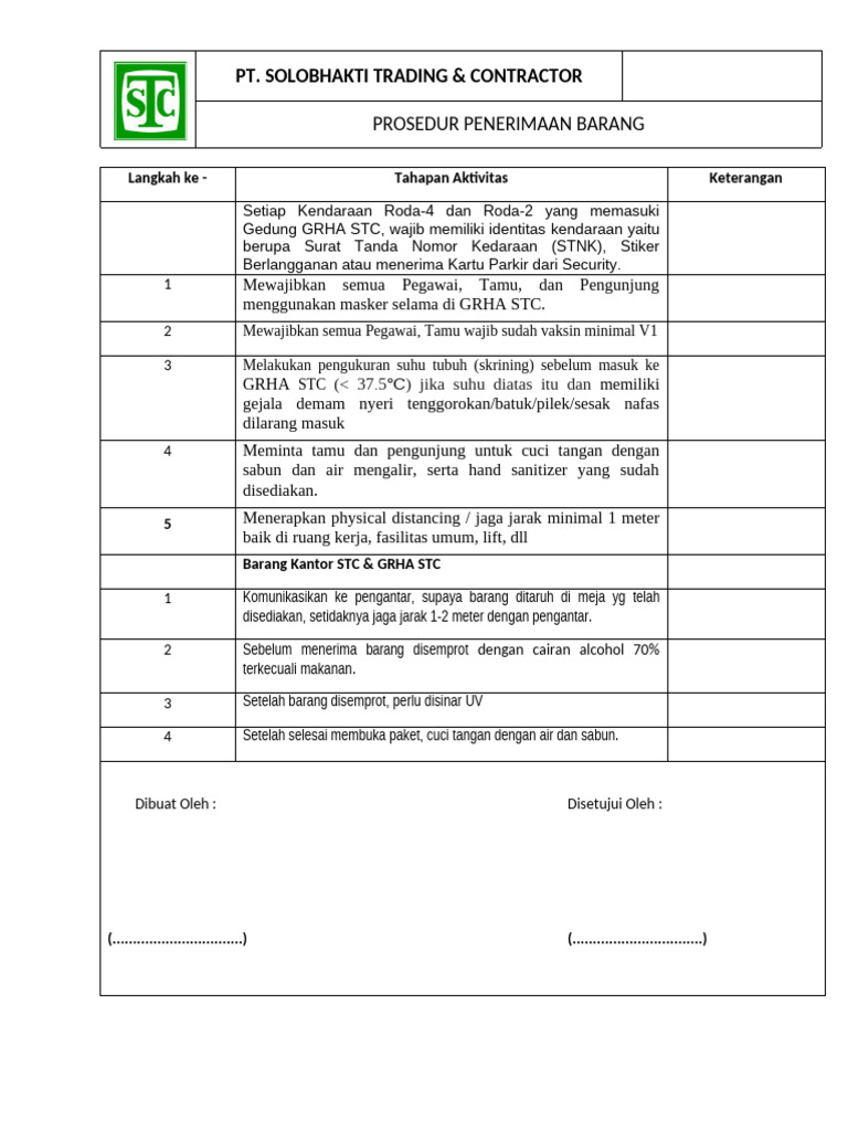 STC-BM-WI-SC-01-04 Aturan Parkir | PDF