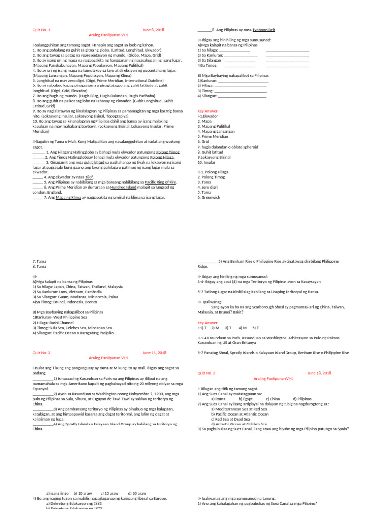 ARALING PANLIPUNAN 1st Quarter | PDF