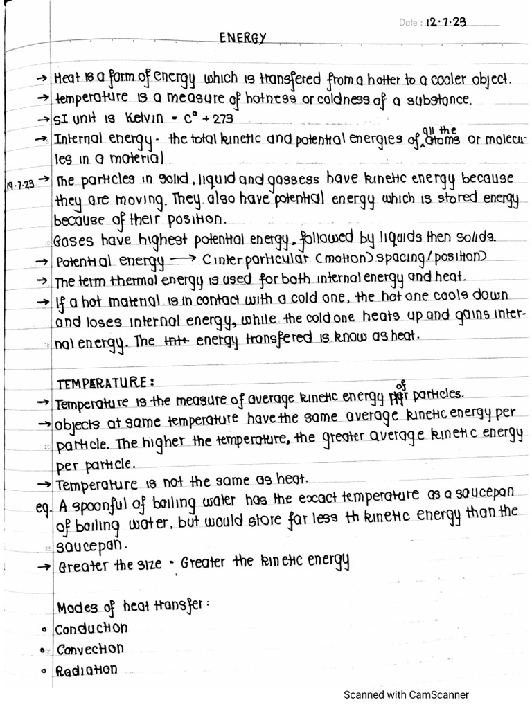 Energy and Waves Notes | PDF