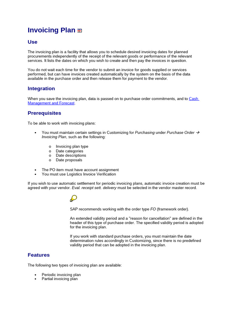 SAP - Help - Invoicing Plan | PDF