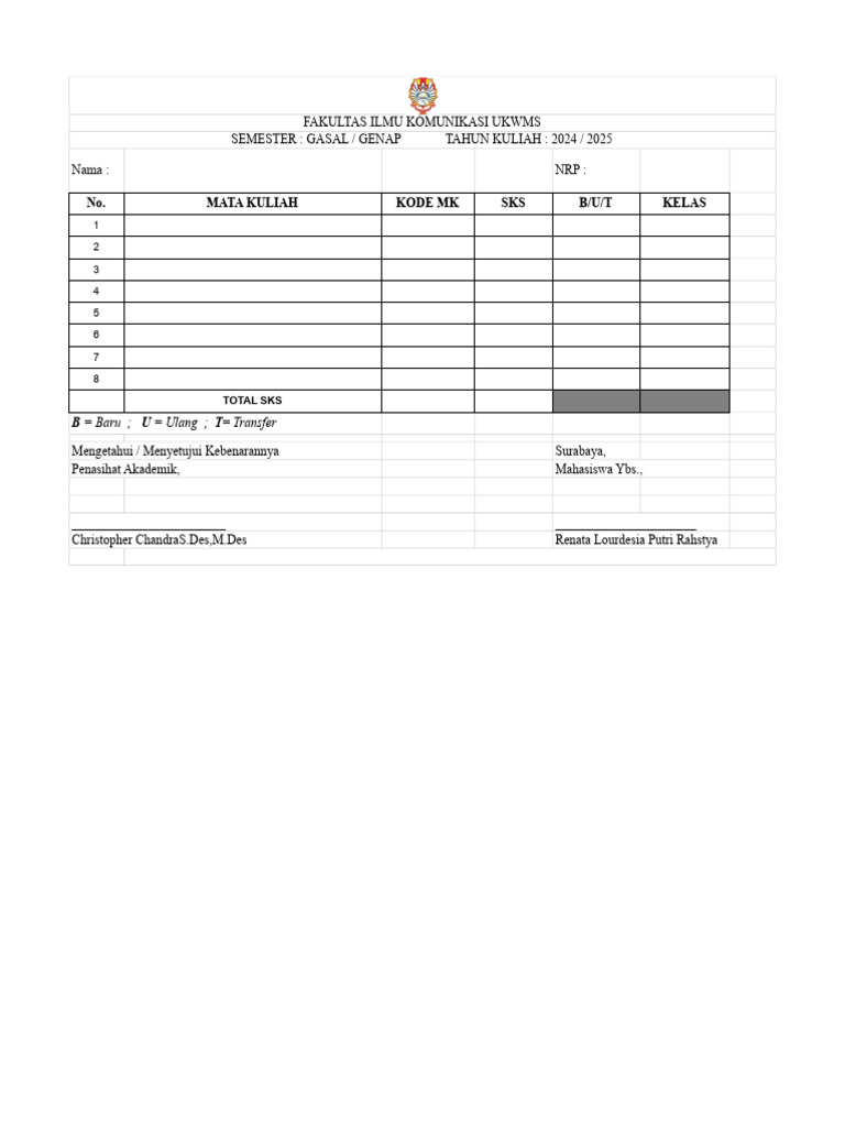 Salinan FORM KRS Konsep | PDF