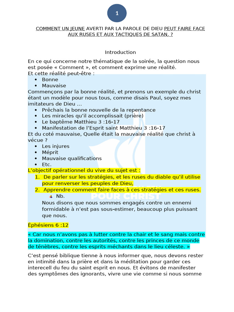 Enseignement Biblique | PDF