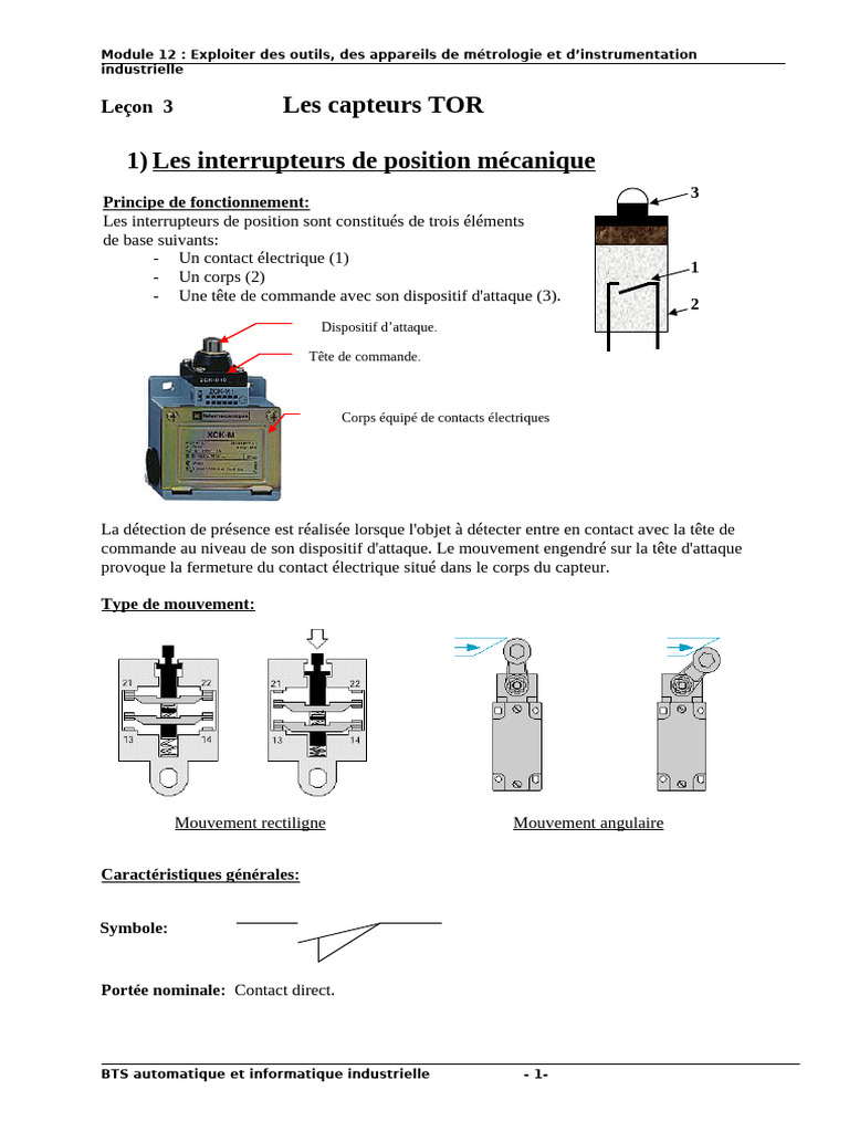 LECON 3 - Les Capteurs TOR | PDF