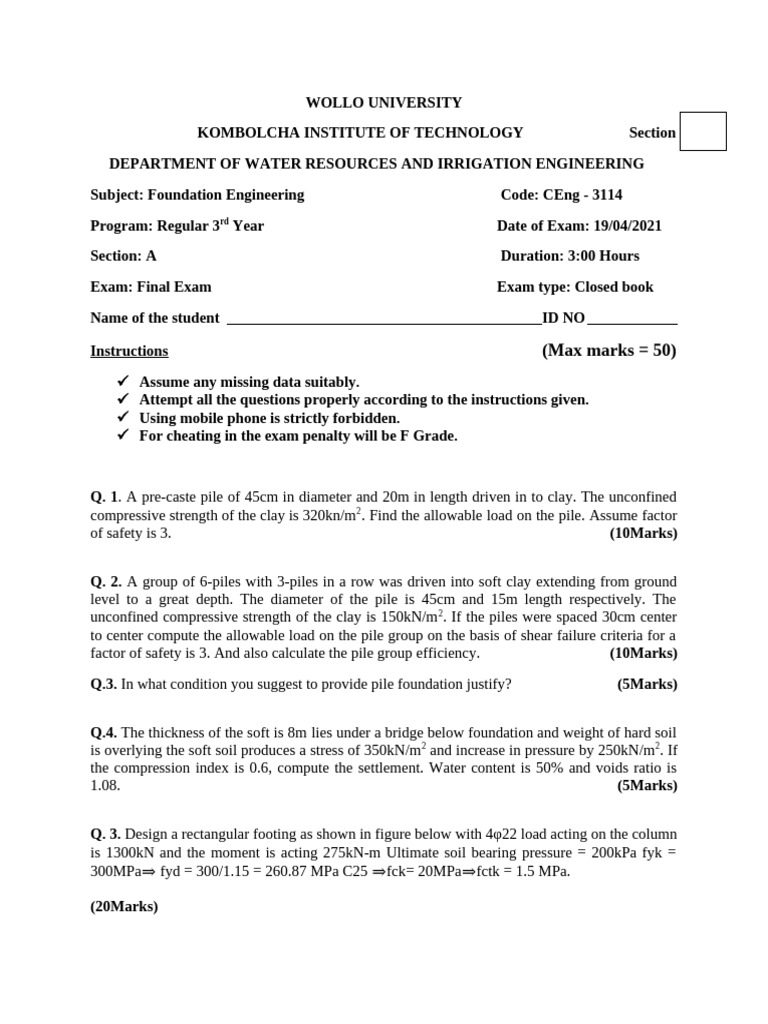 Foundation WRE Final Exam | PDF