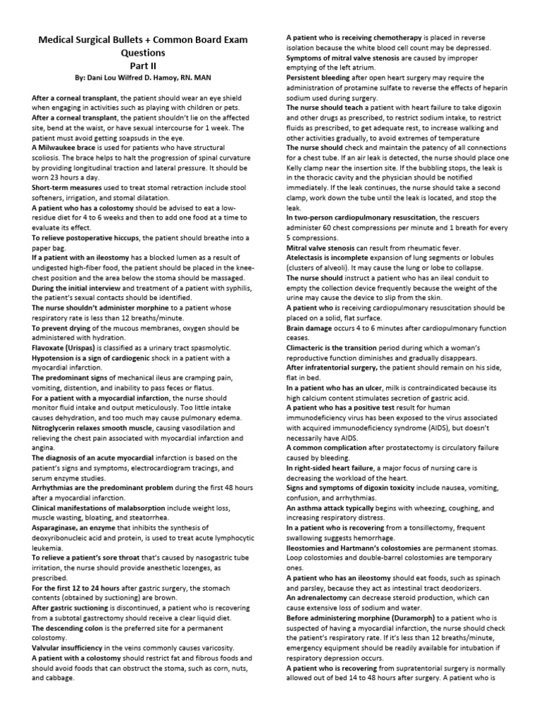 Medical Surgical Bullets Part II | PDF