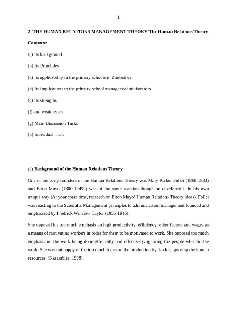 The Human Relations Theory | PDF