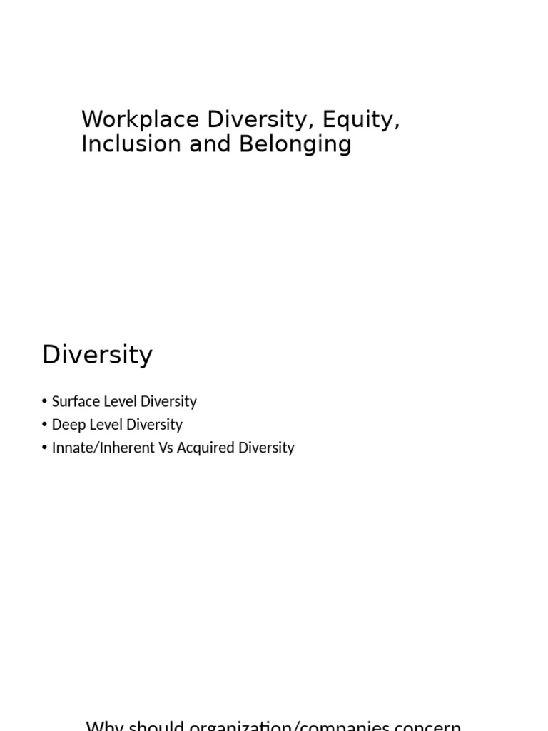 Diversity and Inclusion Intro | PDF