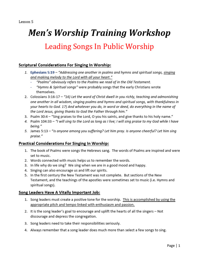 Song Leading in Worship | PDF