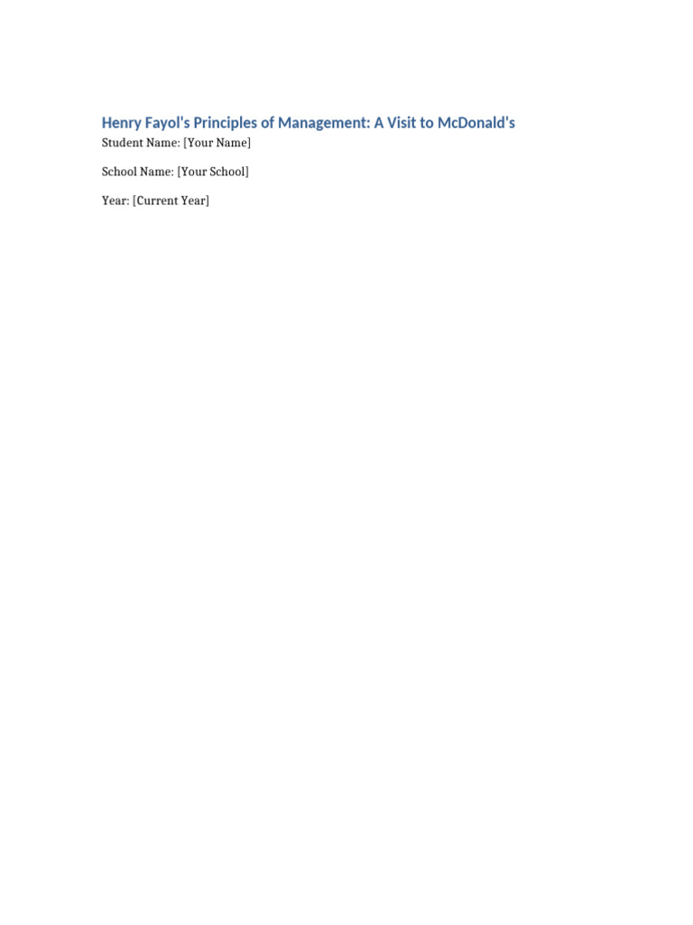 Henry Fayol Principles of Management Project | PDF Henry Fayol Principles of Management Project | PDF