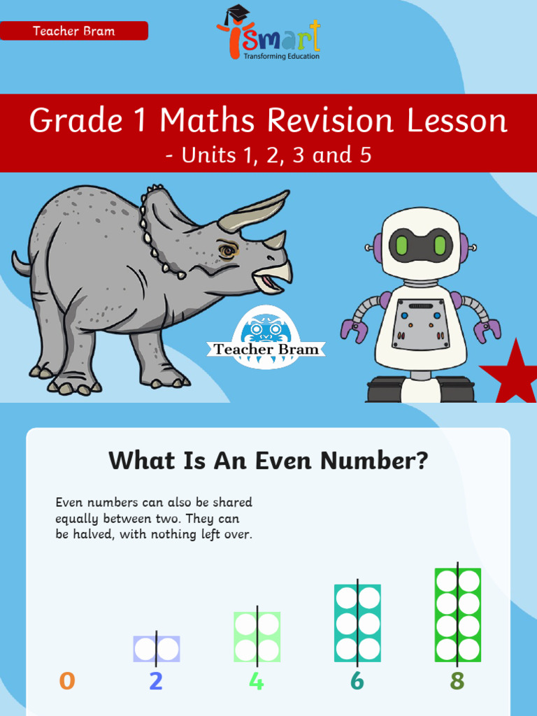 Grade 1 Maths Revision Lesson Units 1, 2, 3 and 5 | PDF