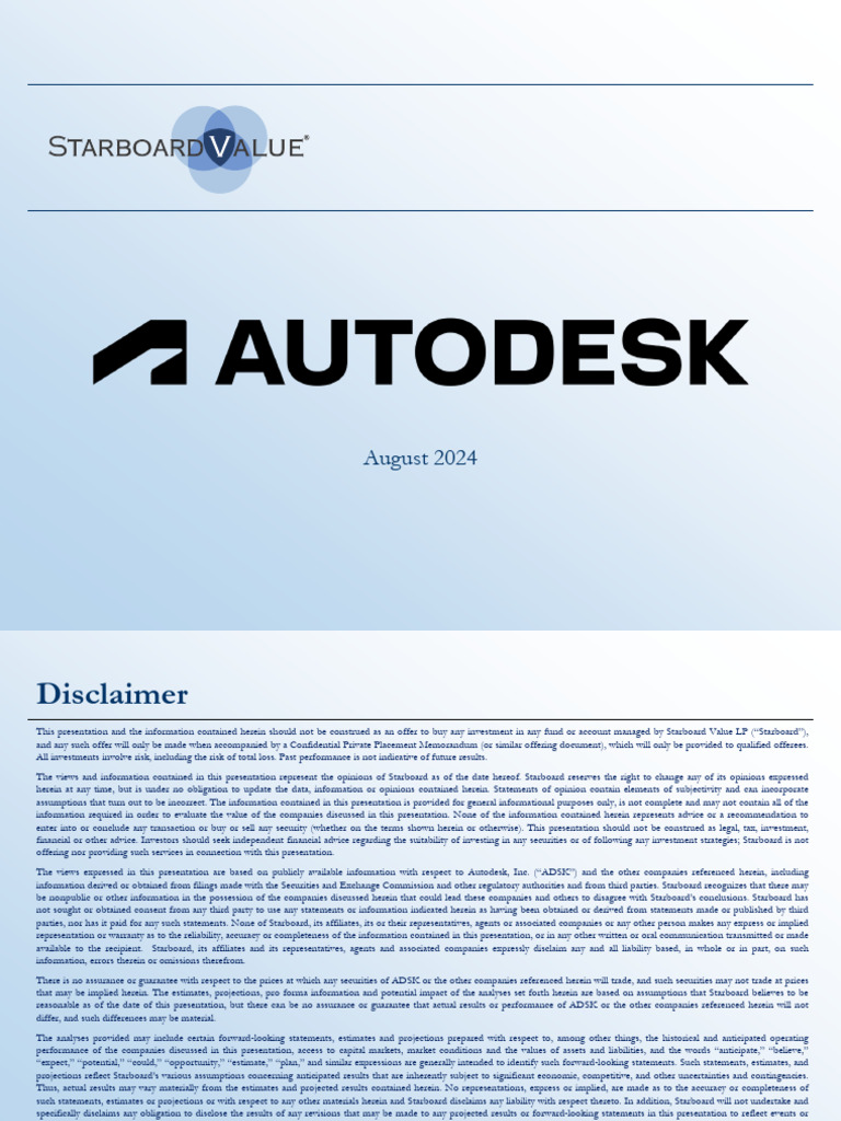 Starboard Value LP ADSK Presentation 08.06.2024 | PDF
