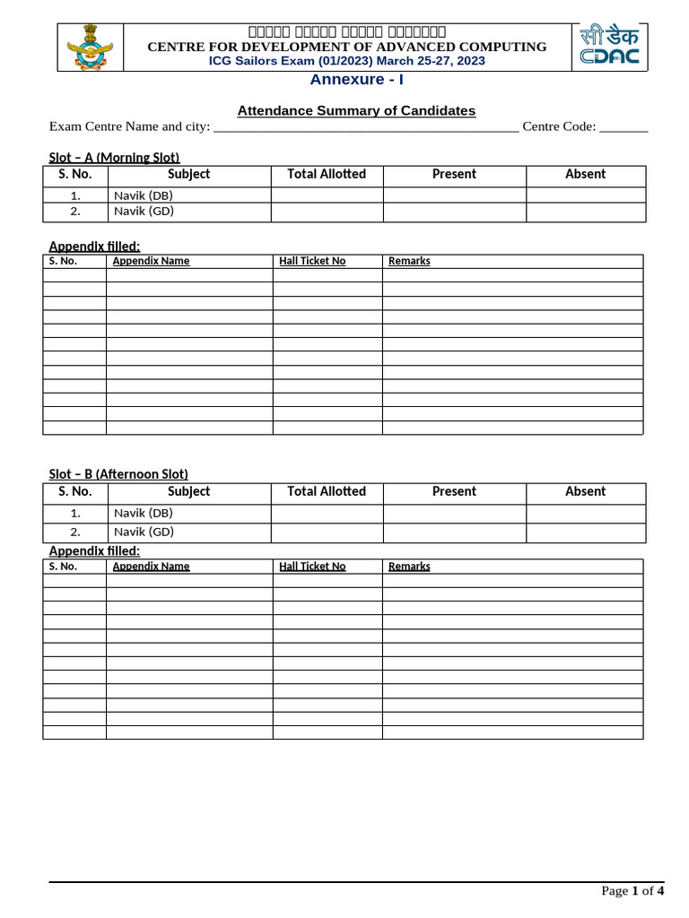 Annexure - II Attendance Summary - ICG | PDF