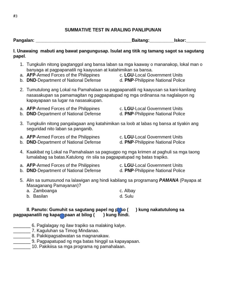 3rd Summative in AP | PDF