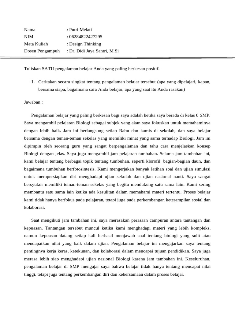 Mulai Dari Diri Design Thinking Topik 1 | PDF