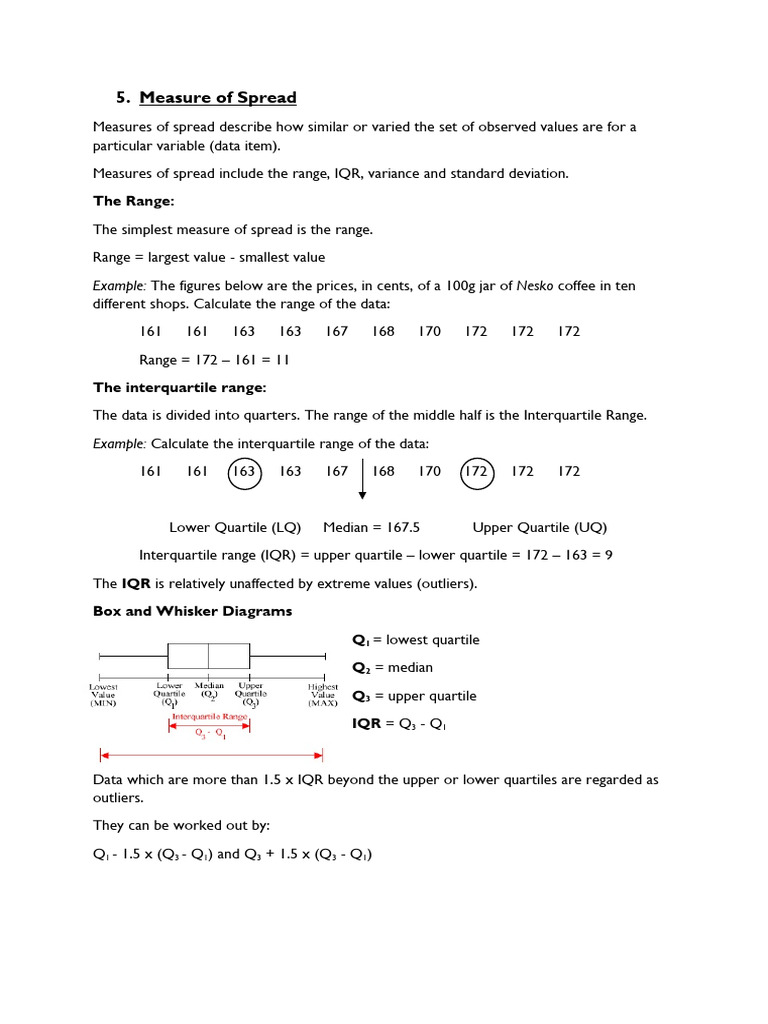 Measure of Spread Notes | PDF