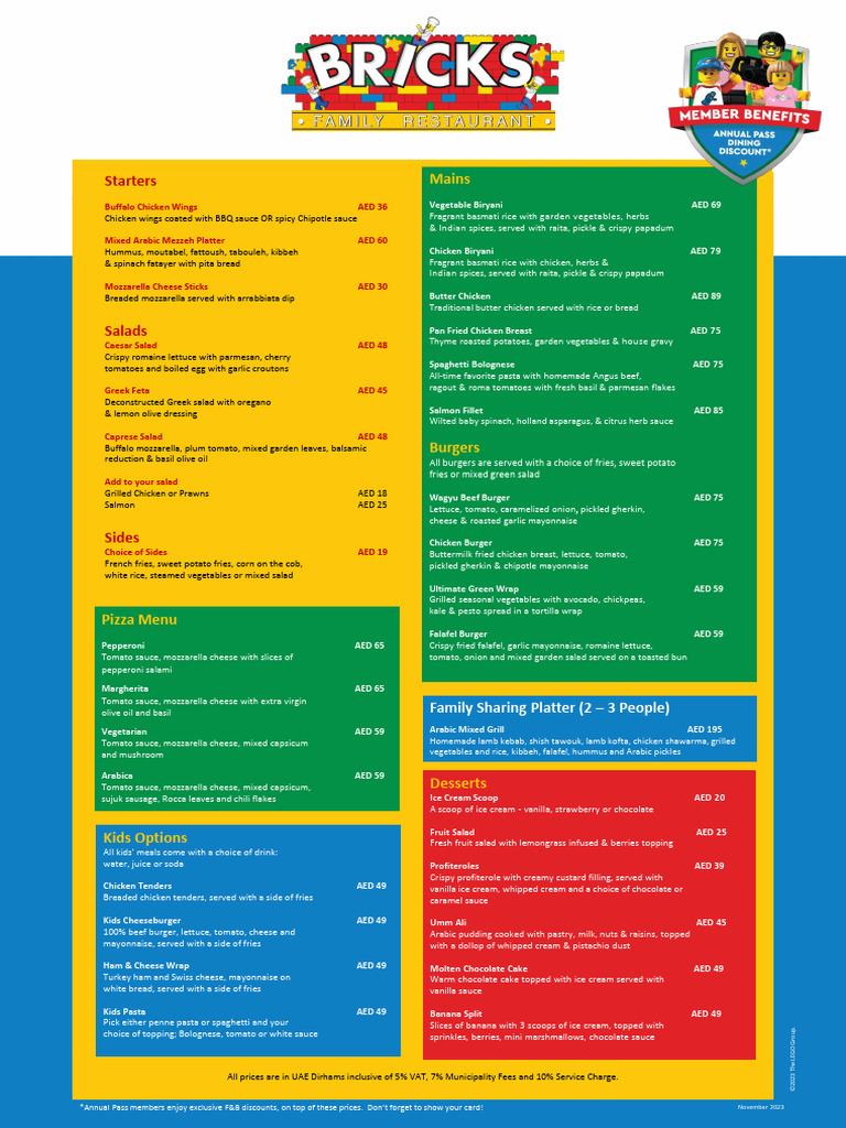Bricks Family Restaurant November 2023 With Ap | PDF